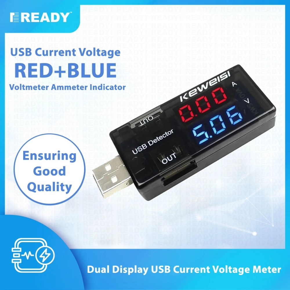 Red+Blue Dual Display USB Current Voltage Meter DC Charging Tester ...