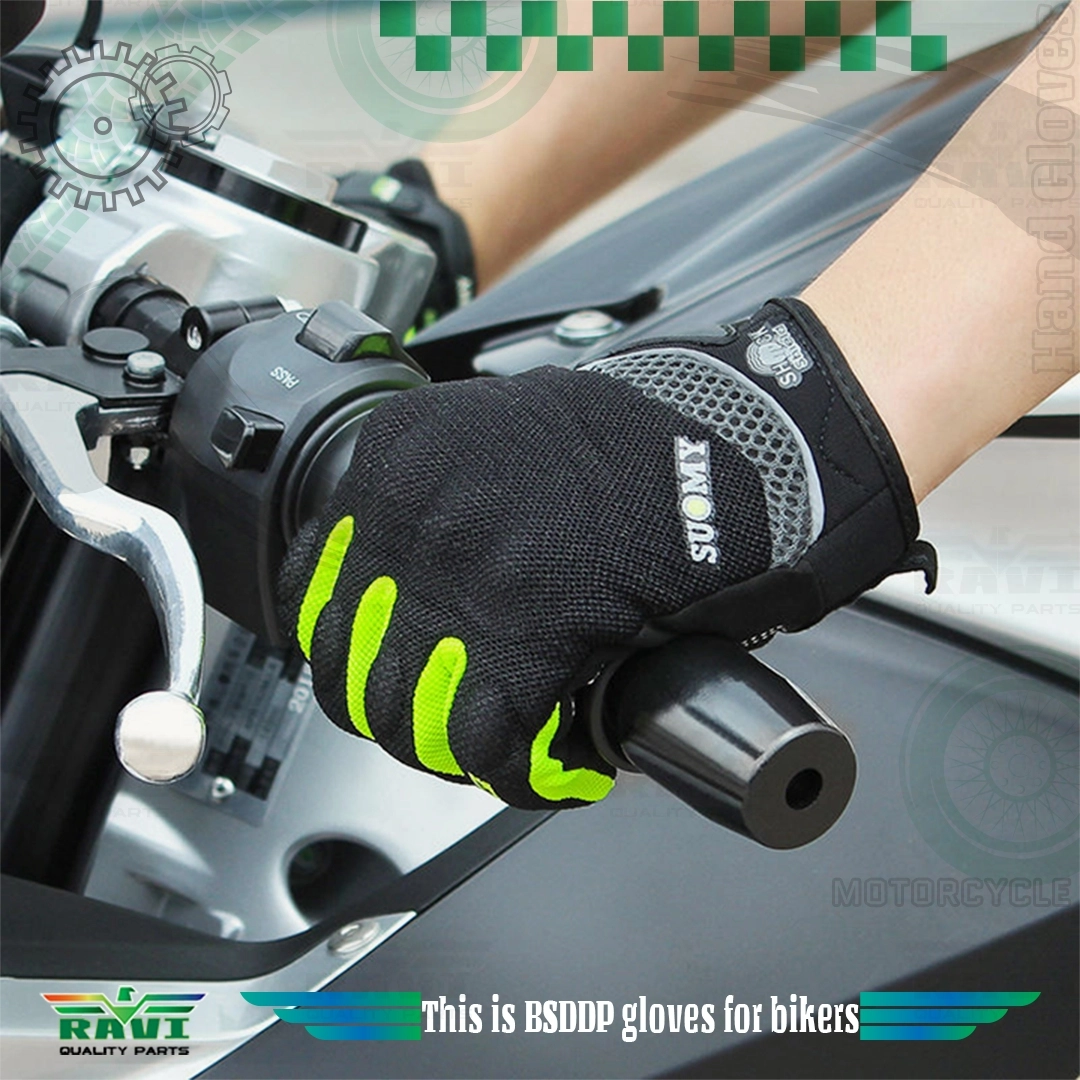 Motorcycle Racing Green/Orange Color Full Hand Gloves with Screen Touch Technology Bike Safety ...