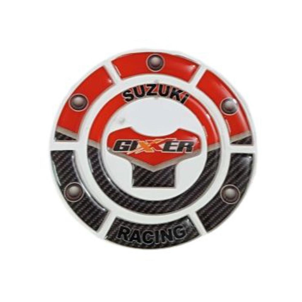 3D Carbon fiber Motorcycle Fuel Tank-Lock Pad Sticker For Gixxer - Red