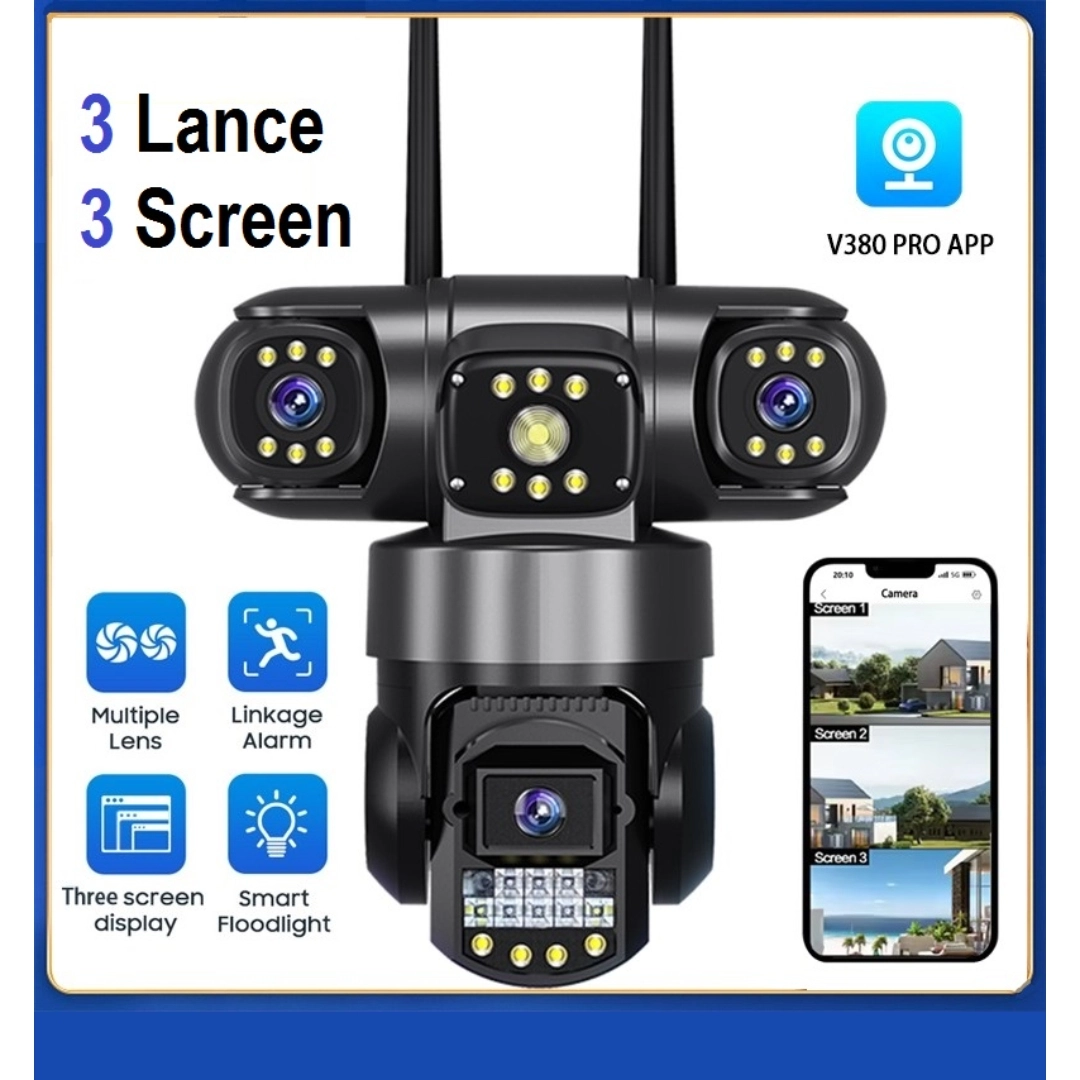V380 PRO 3 Lens WIFI IP Camera Outdoor Waterproof 6MP Auto Tracking Color Night Vision Two Way ...