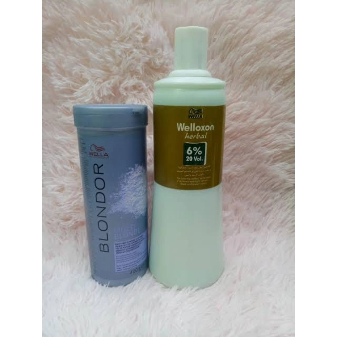 Welloxon Harbal 6% 20 Vol & Wella Hair Powder Bleach Set