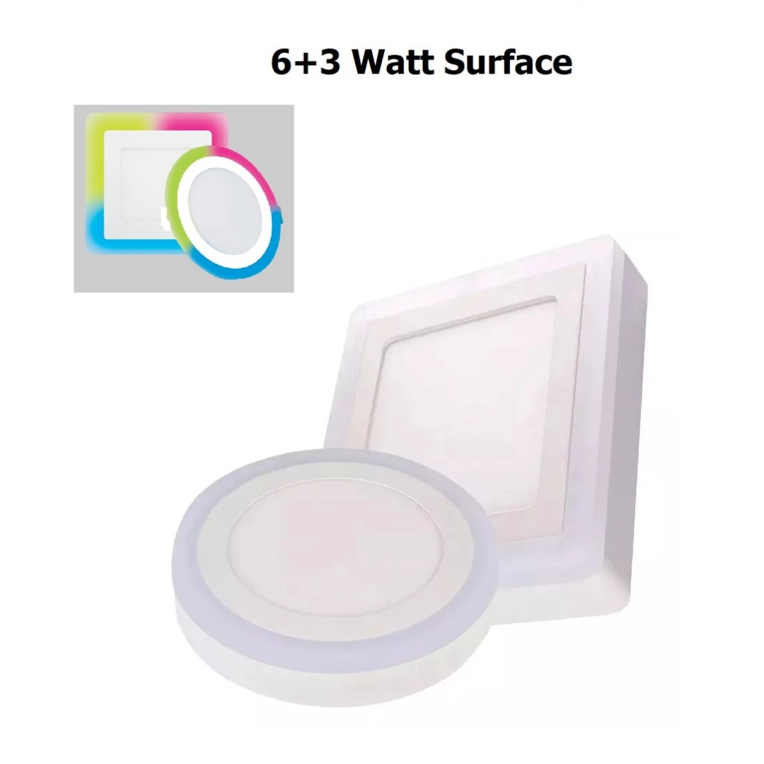 Led 6W+3W (Pink, Green, Blue Edge) Led Surface Mounted Panel Light