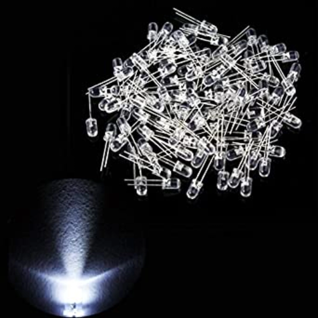 100pcs 3mm White Led Light Indicator Bulb Light Emitting Diode Round