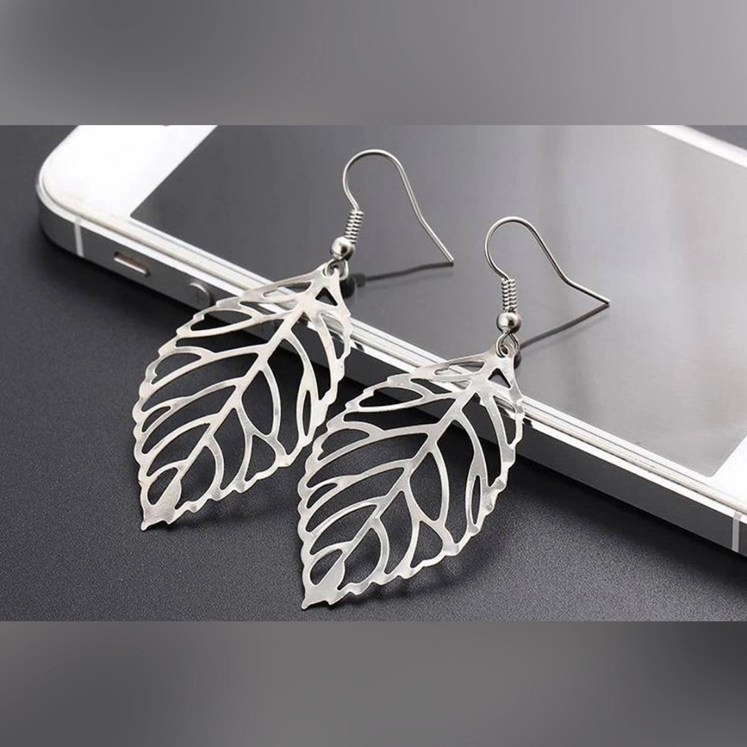 Hot Fashion Jewelry Hollow Metal Leaves Dangling Long Statement Drop ...