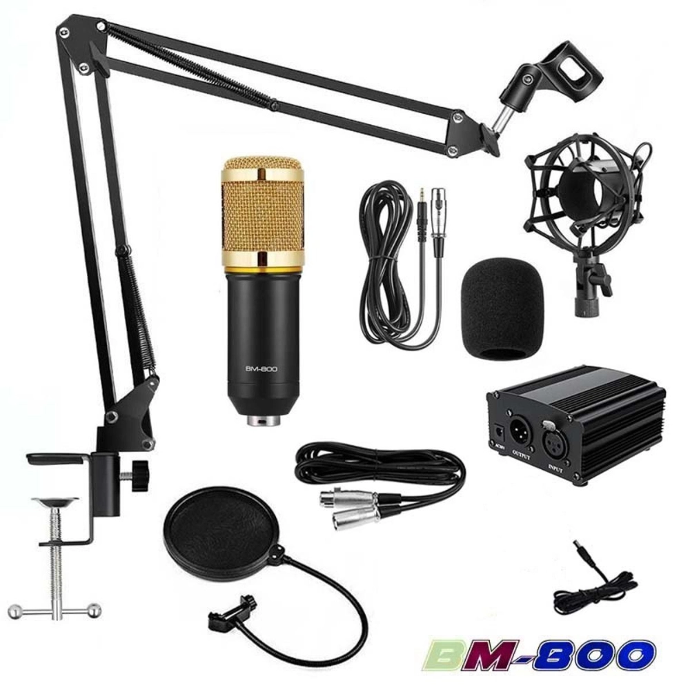 BM800 Condenser Microphone Package with Phantom Power Supply 48V & XLR ...