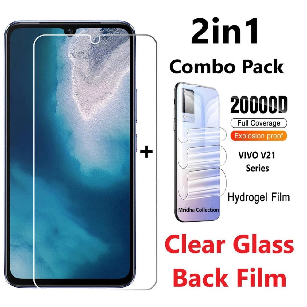 2in1 Protector Combo Pack for vivo V21 5g (Clear Screen Protector Glass ...