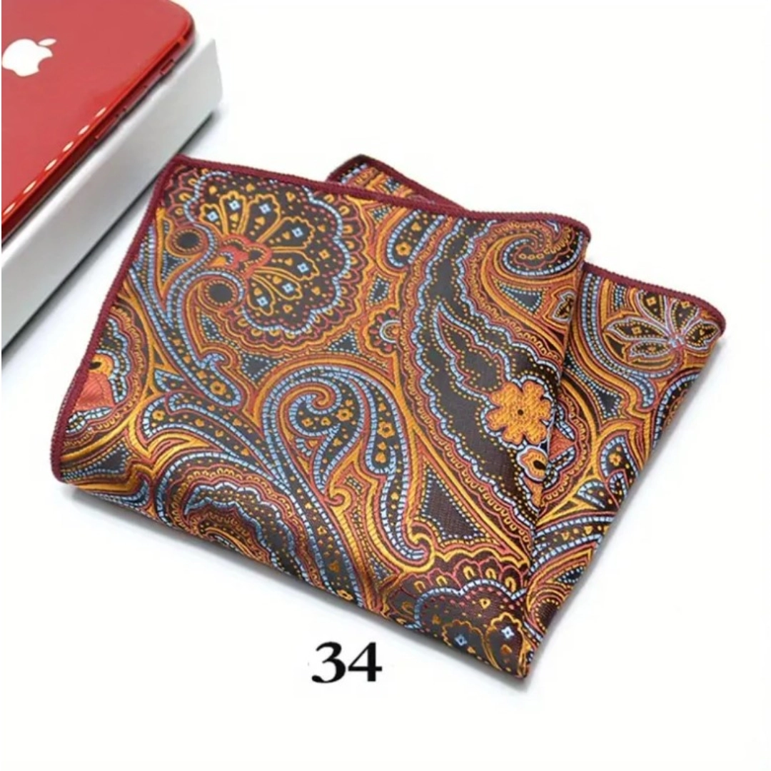 Luxury Paisley Silk 23x23cm Ties Hankies Men's Pocket Square ...