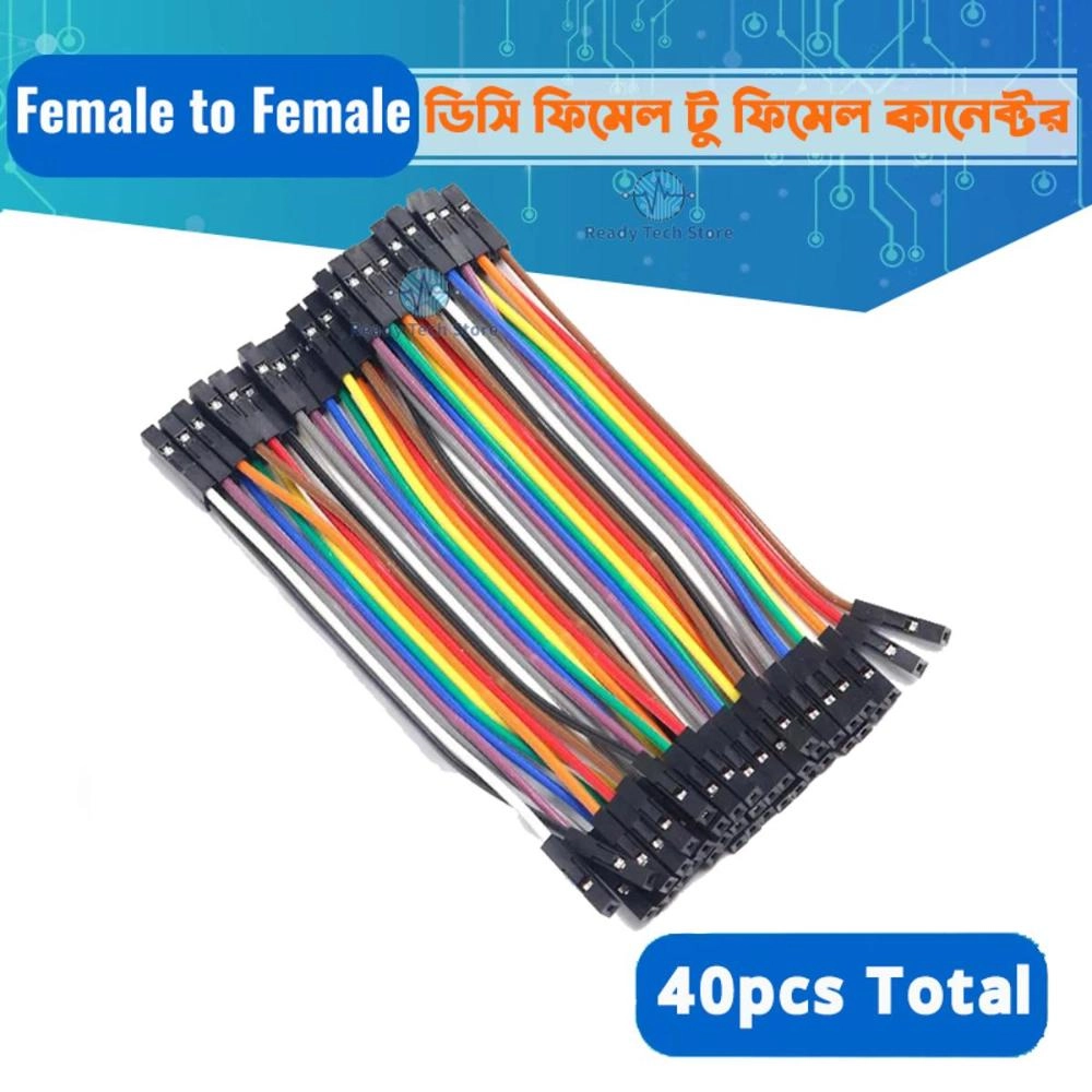 40PCS 20CM Female To Female (F-F) Jumper Wire Ribbon Cable for Arduino ...