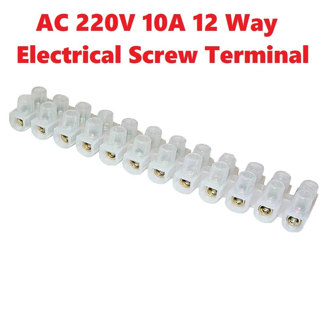 10AMP 12-WAY AC 220V 10A 12 Way Electrical Screw Terminal Connector PVC ...