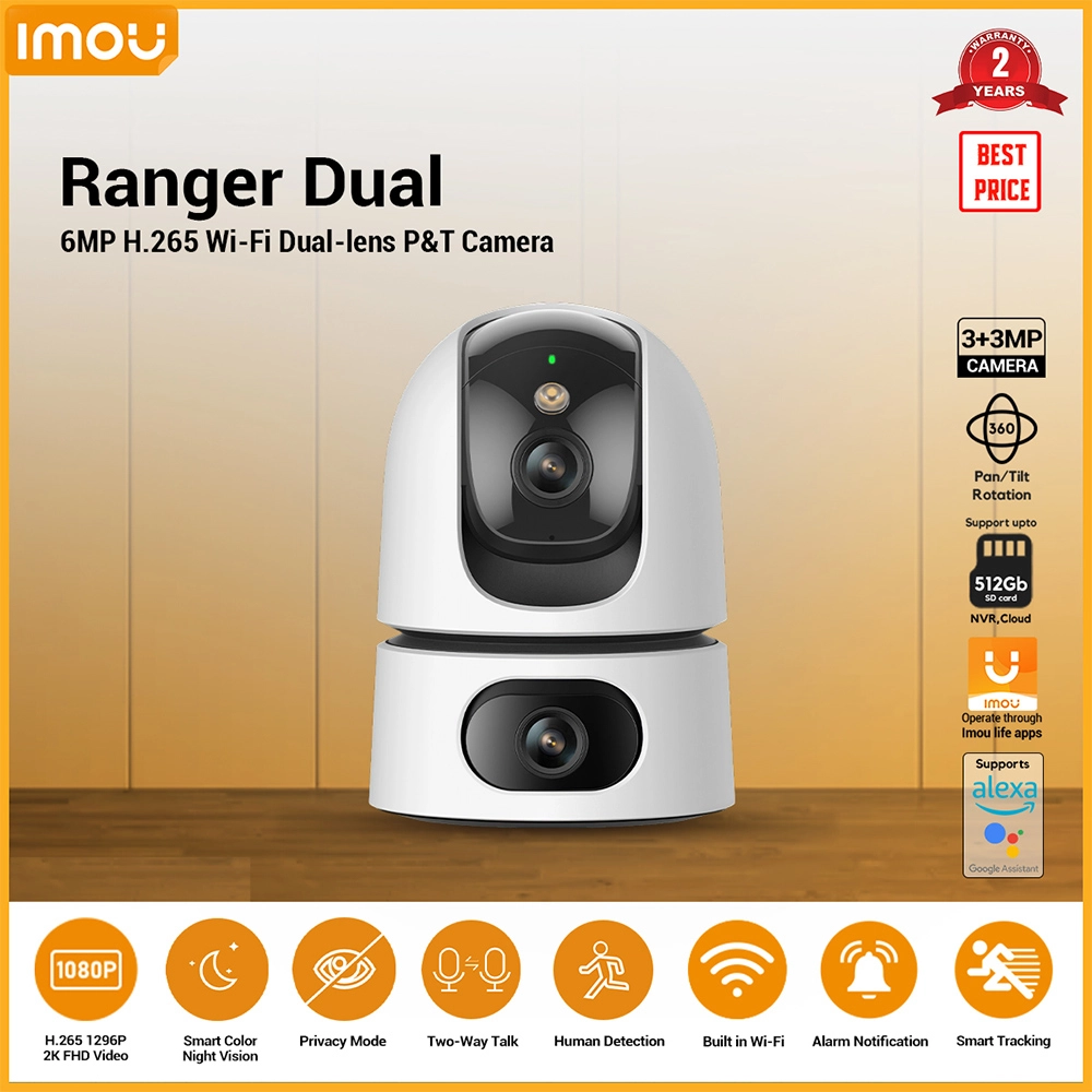 Imou Ranger Dual 6MP (3MP+3MP H.265 Wi-Fi Dual-lens P&T Camera) Dual ...