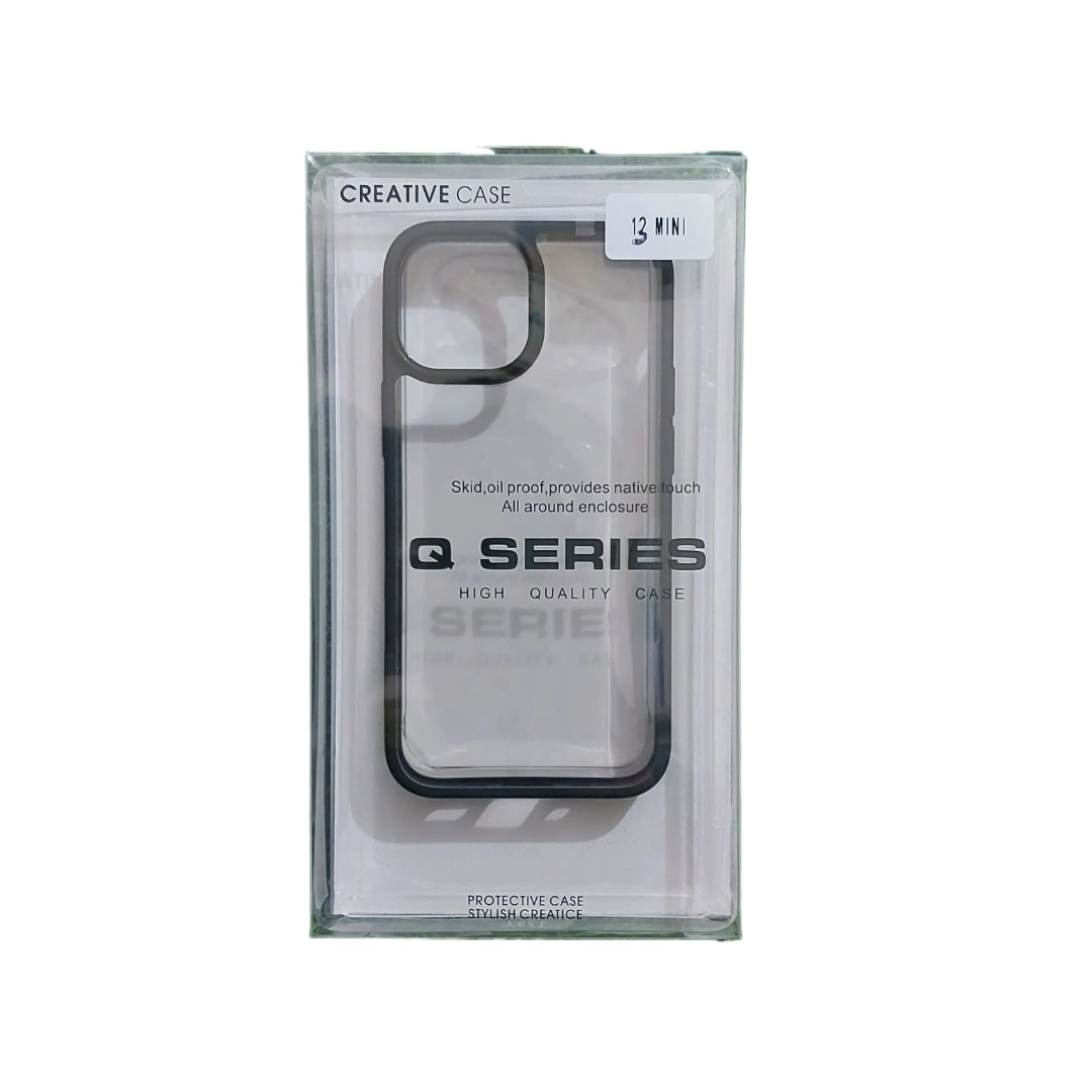 Q Series Case For iPhone 13 mini Transparent Black Shockproof Camera ...