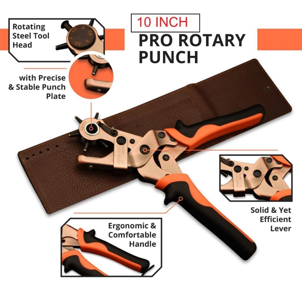 HARD-PRO 10 Inch PRO Rotary Punch Revolving Leather Punch Pliers 10 ...