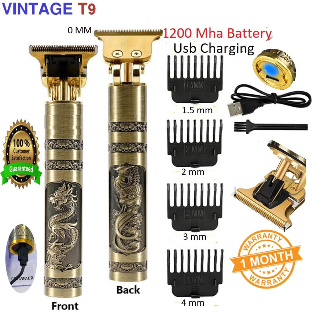 T9 Vintage Usb 6500 Charging Cable With Rechargeable Hair Trimmer Metal ...