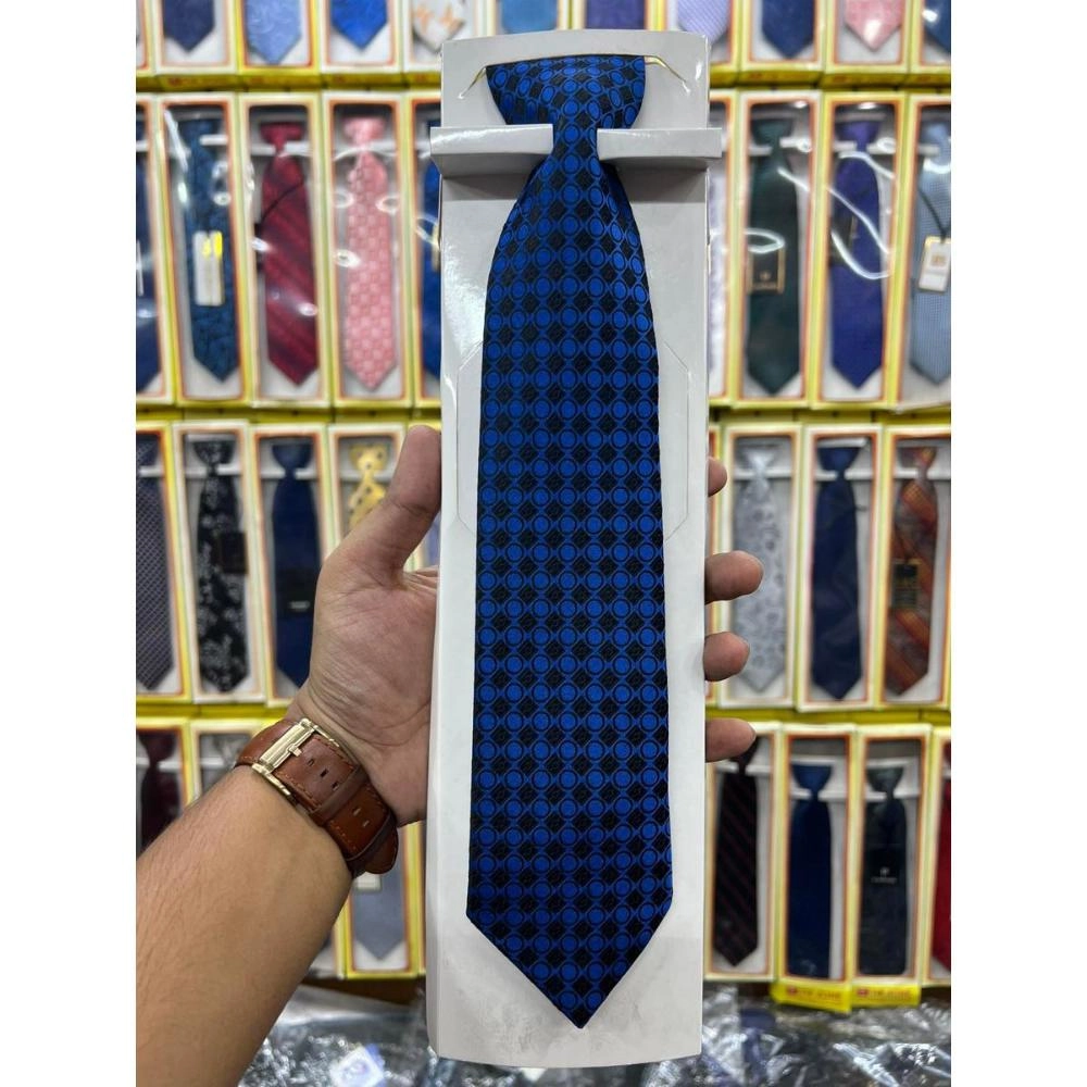 Design Embroidery Formal Neck Tie For Men - Navy Blue