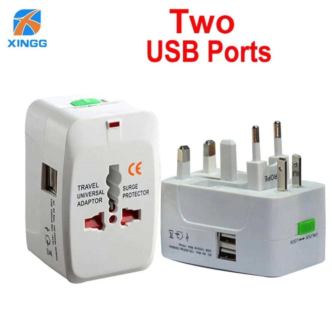 All in One Universal International Plug Adapter 2 USB Port World Travel ...