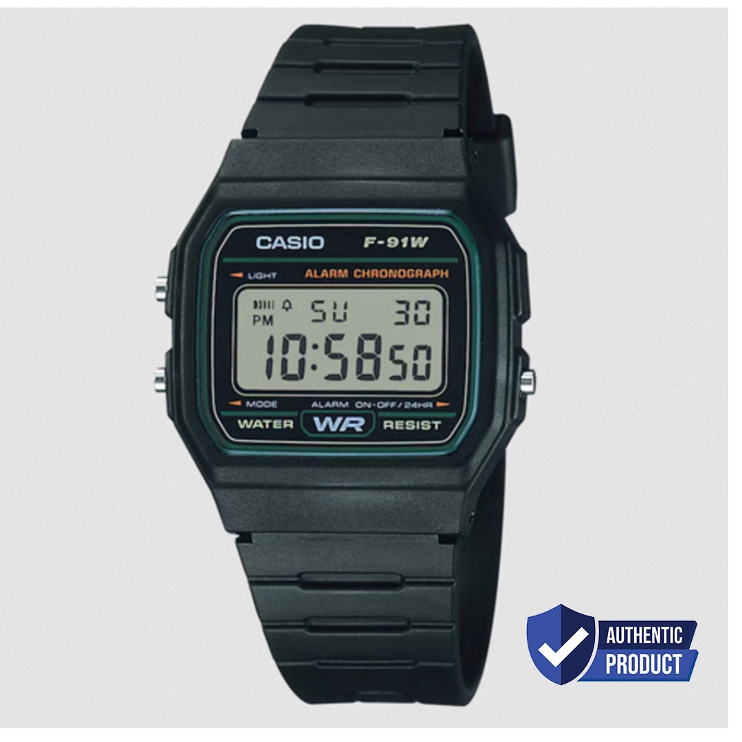 CASIO F-91W-3DG Digital Watch – Classic Resin Band with LED Backlight ...