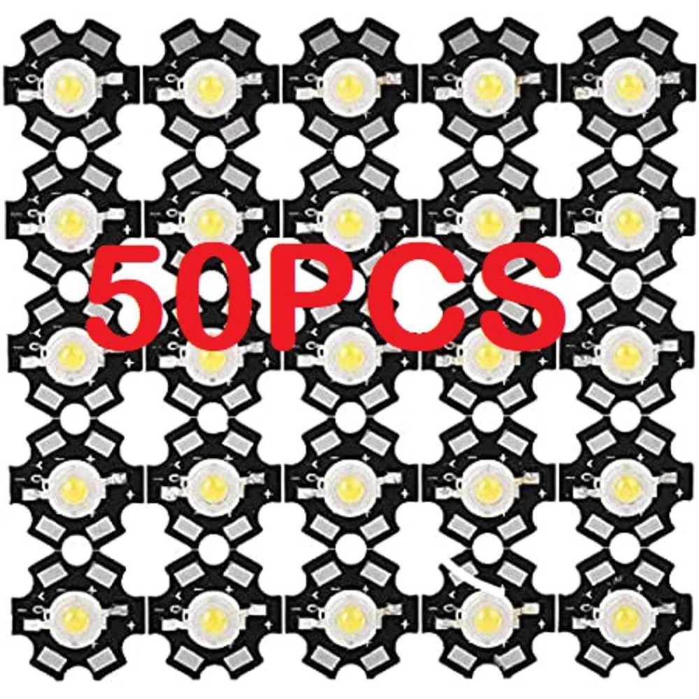50Pcs- 20mm Black PCB Plate White 3 Watt 3.7V Ultra Bright WHITE Color ...