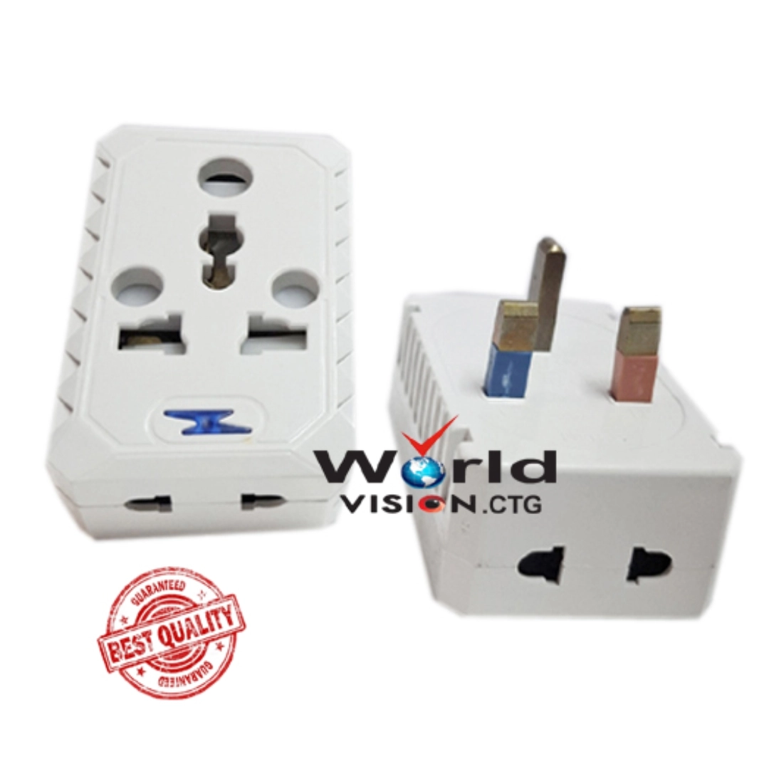 3 Pin Flat Multi Socket 13a (3 pin to 3 pin Flat & Round 2 Pin) Plug ...