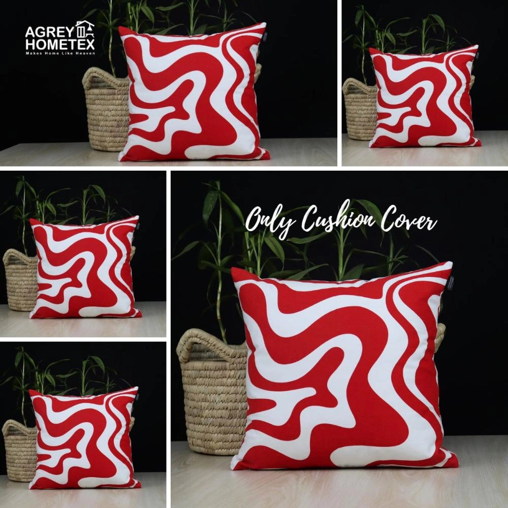 Cushion Cover Red & White (20″x20″) Set of 5