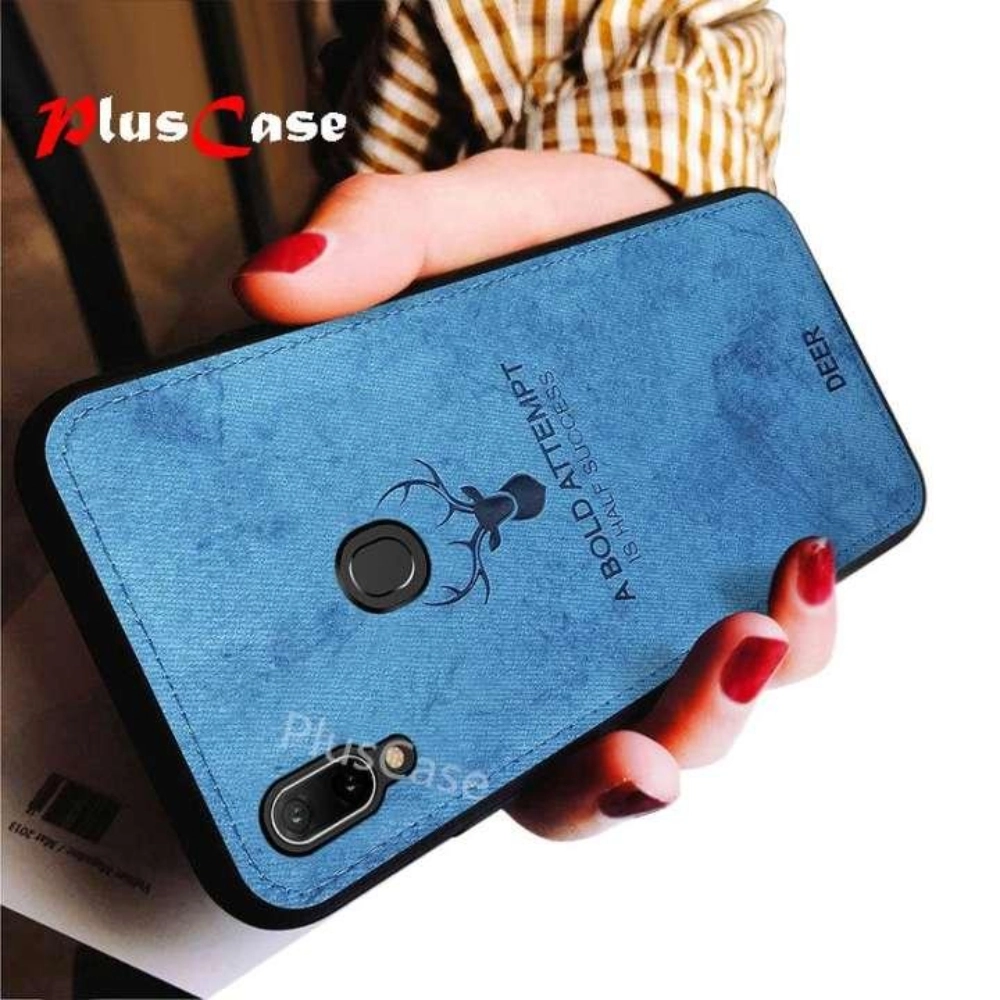 Samsung Galaxy M20 - Luxury Soft Fabric+PU Leather Hybrid Case Cover Blue