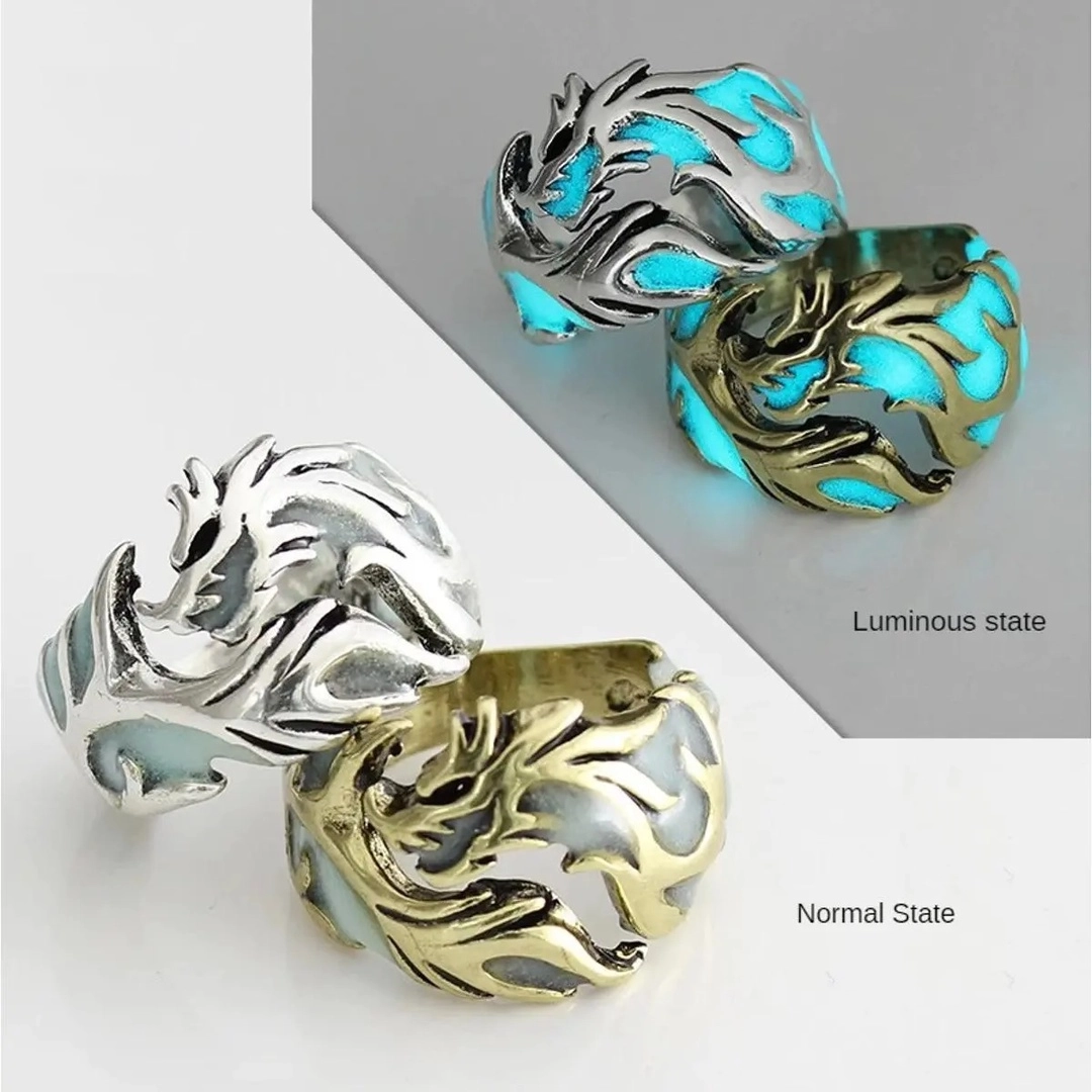 1 Pcs Luminous Dragon Ring for Man Circle Finger Luminous Glow in the ...
