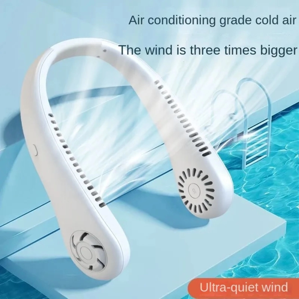 New Hanging Neck Fan LED Digital Display Portable Cooler Fan Bladeless ...