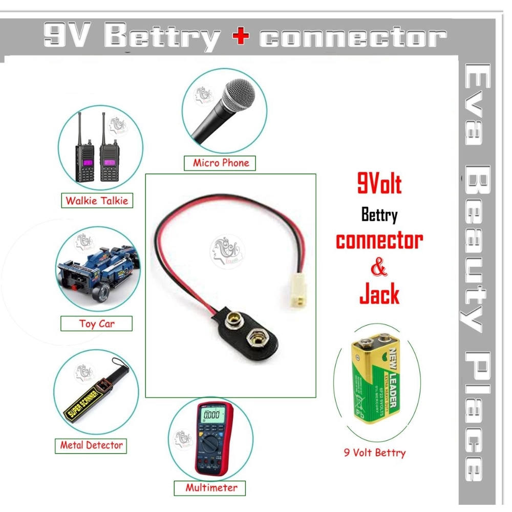 9 Volt Battery Connector With DC Jack & Socket