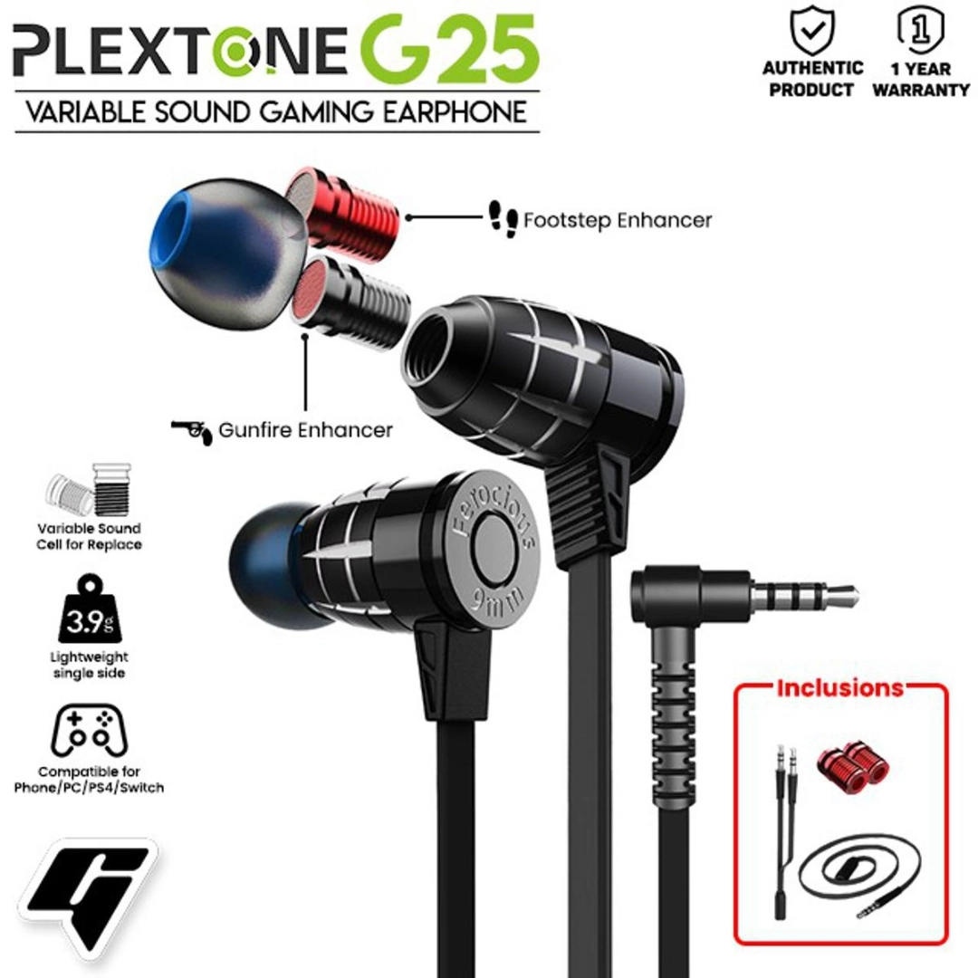 Gaming Earphone Plextone G25 Gaming Earphones 3.5Mm With Mic In Ear ...