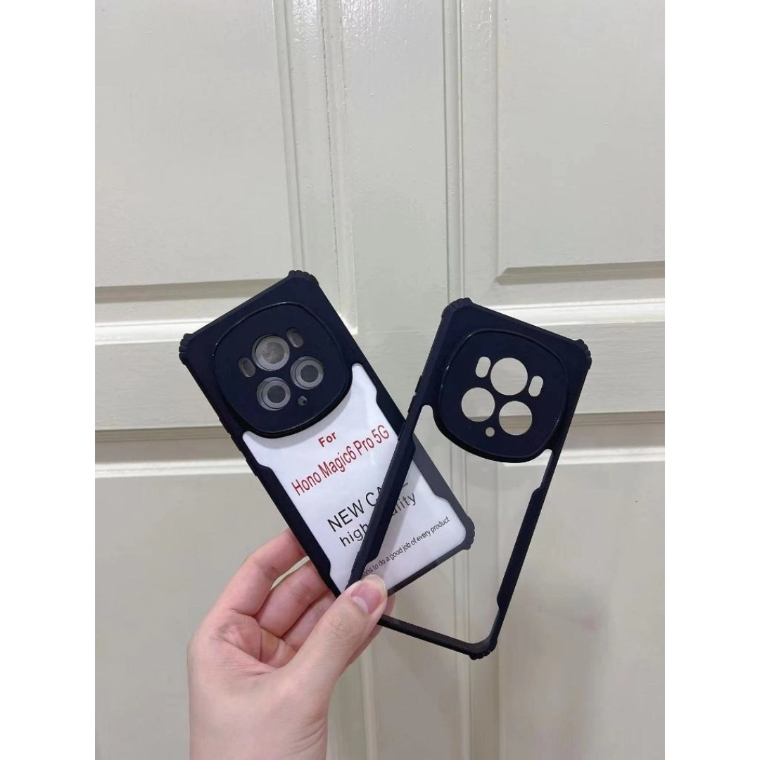 For Honor Magic6 Pro Transparent Black Shockproof Camera Protective ...