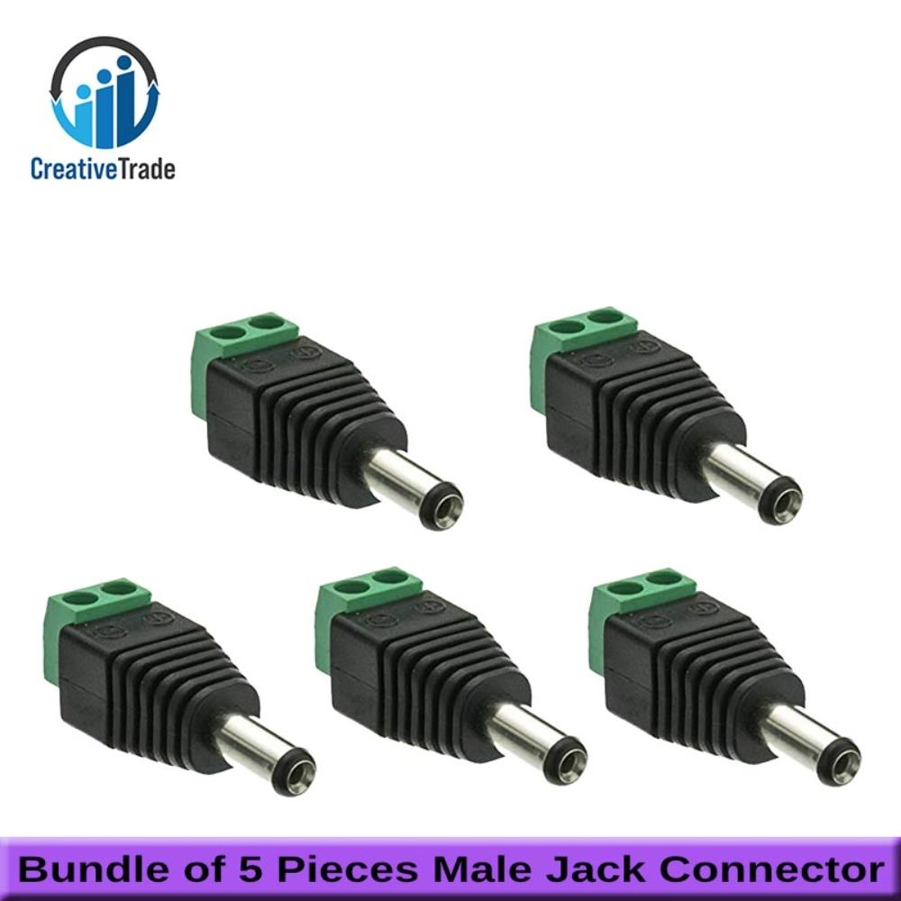 Bundle of 5 Pieces DC 12V Adapter Connector Male Jack Power Plug for ...
