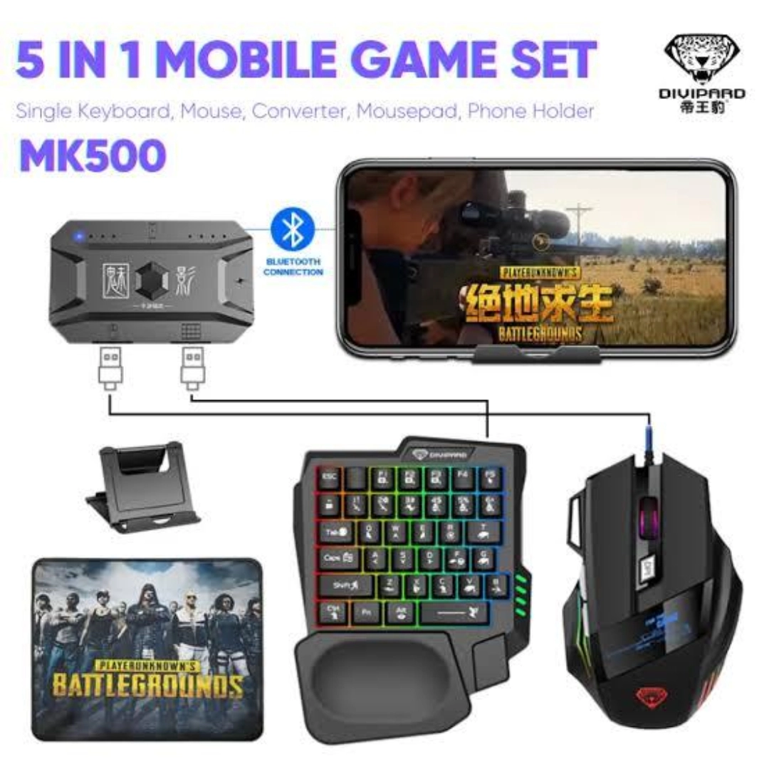 5 in 1 Mobile Game Set MK500 - Single Keyboard, Mouse, Converter ...