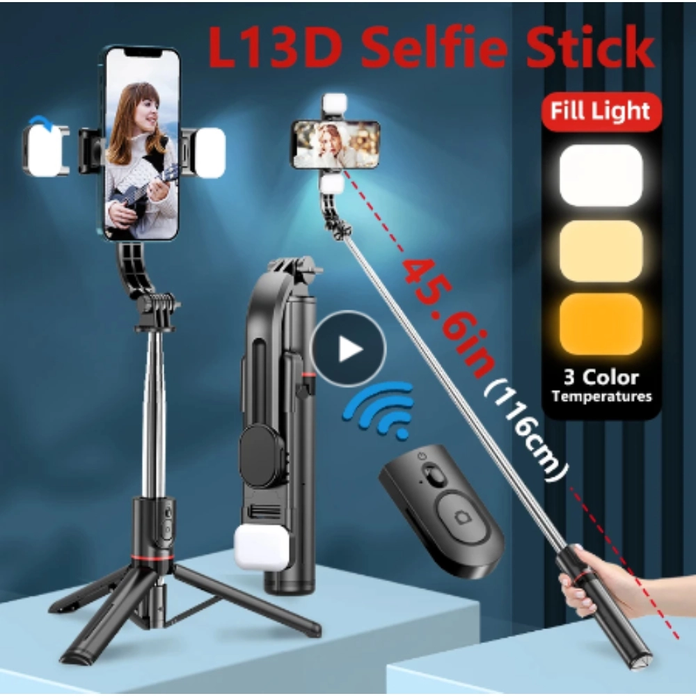 Selfie Stick Tripod Double Fill Light Tripod - Selfie stick New with Remote Shutter for Android ...