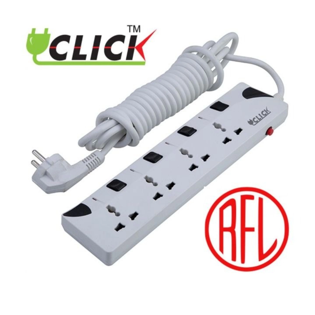 Multiplug Click Safe Multi Plug 3 Pin multiplug Socket 4 Port, 5 Meter Cable, 2 pin Plug 4SKT 2P ...