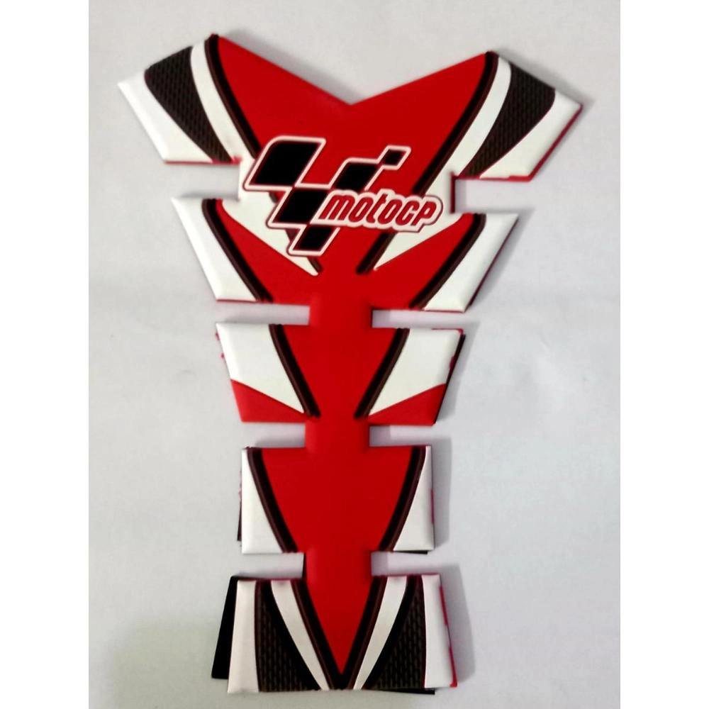 Moto-GP Fuel Tank Pad Sticker Motorcycle. Universal Rubber pad- Red