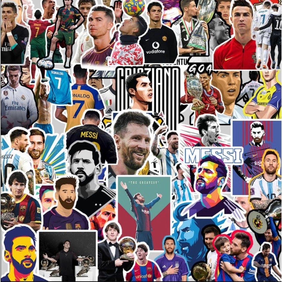 25Pcs Mixed Messi Ronaldo Neymar & Many Football Player PVC Waterproof ...