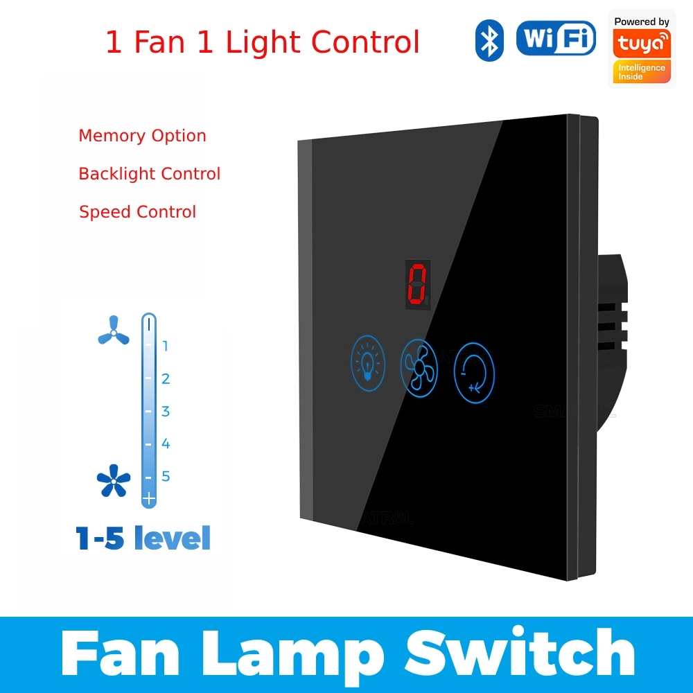 Wifi Smart Fan Light Switch with Speed Control Glass Panel Can Control ...