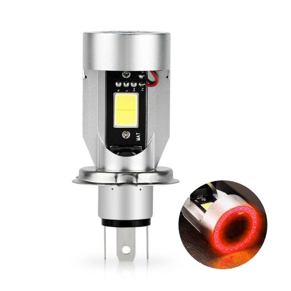 1PC Blue/Red Angel Eye H4 LED Motorcycle Headlight DRL Motorbike HS1 Ba20d Bulb Accessories ...