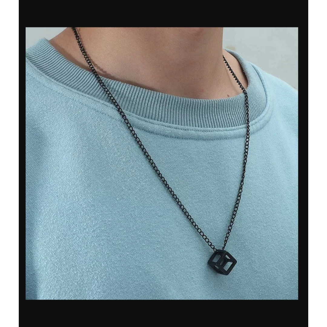 Necklaces for Men's Stainless Steel Square Charm Jewelry Necklace