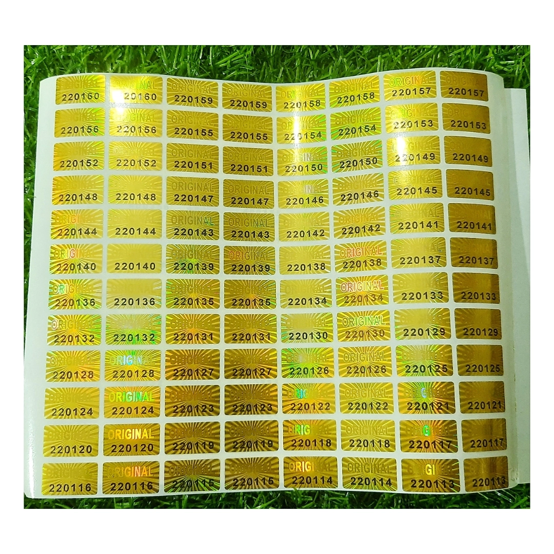 ORIGINAL TEXT WITH SERIAL NUMBER HOLOGRAM STICKER 1 PAPER GOLD