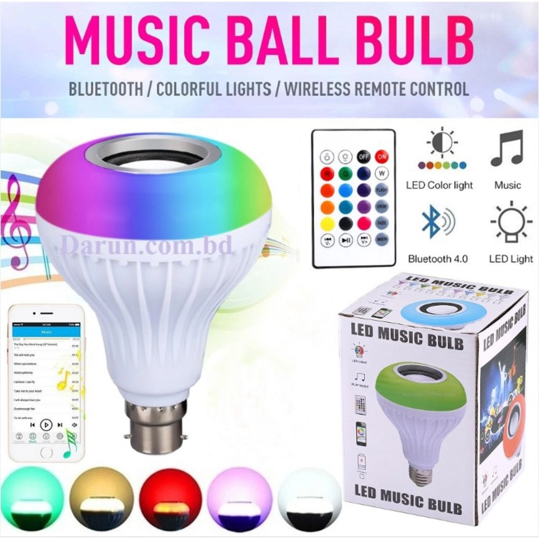 Smart Led Remote Control Bluetooth Speaker Music Bulb - AC 220V, RGB ...