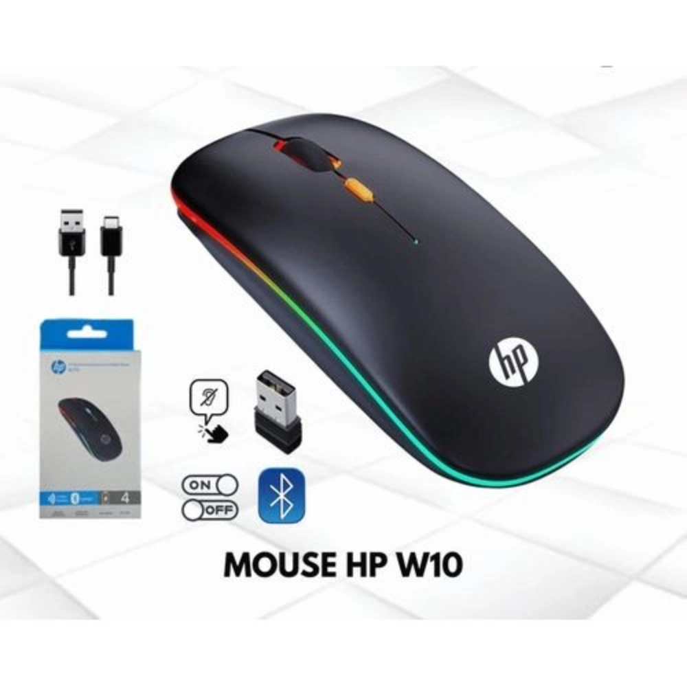 HP W10 Wireless Bluetooth Mouse, Rechargeable Dual Mode LED Mouse ...