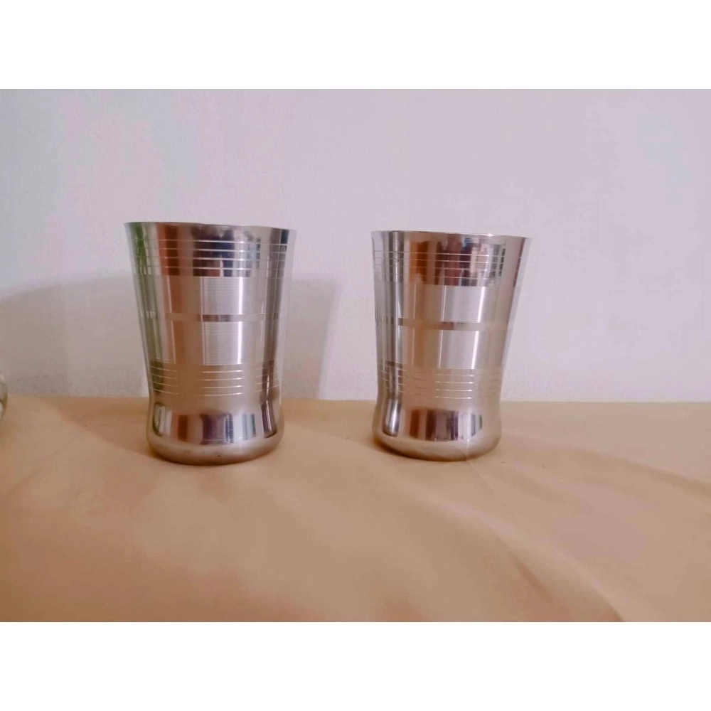 Stainless Steel Glass Set Of 2 Pcs 300Ml Silver Color. Silver Water Glass