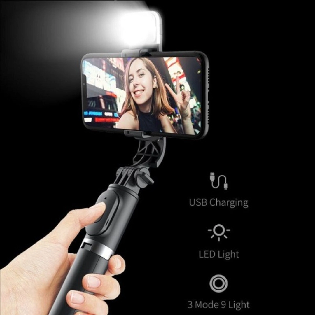 P20S Bluetooth Integrated Selfie Stick with Light and Bluetooth Remote ...