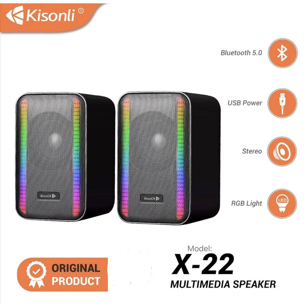 KISONLI X22 20 Watt Big Power 10 Mode RGB Light Desktop Speaker Full ...