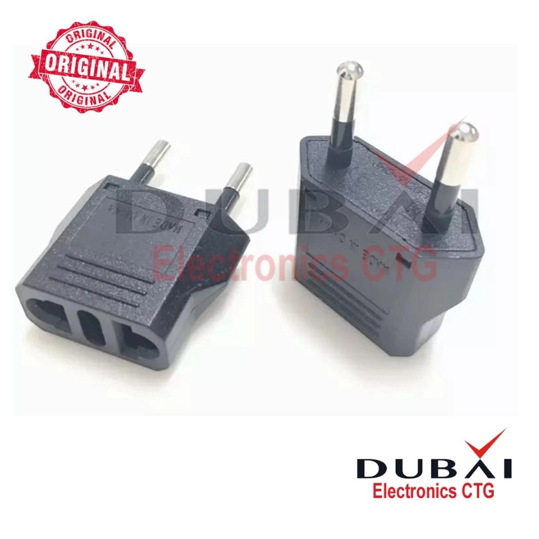 EU 2 round Pin Plug Socket Adapter USA to Flat Pin from USA to Euro ...