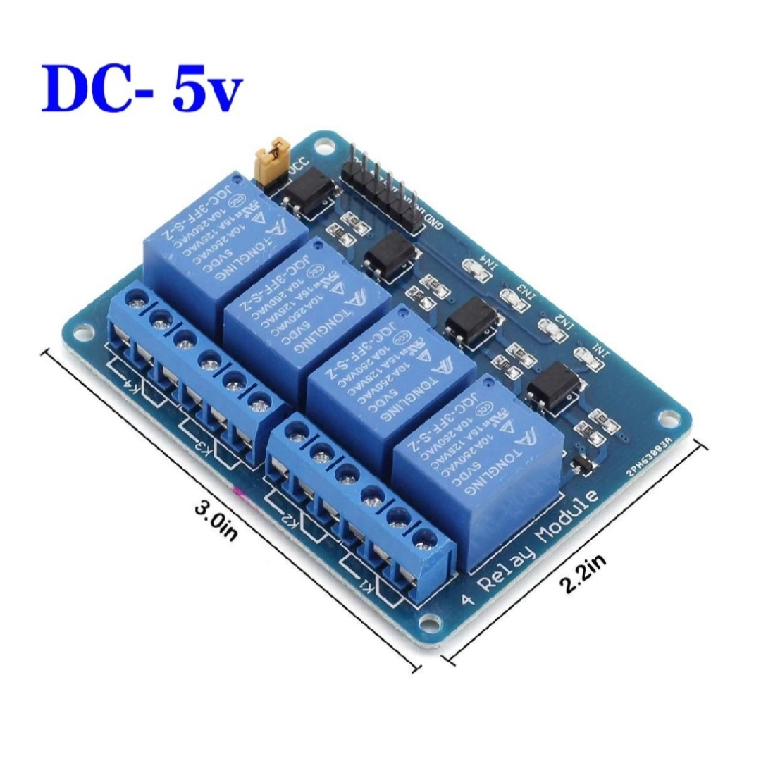 Arduino 4-Channel Relay Module - Control Board with Optocoupler - Four ...