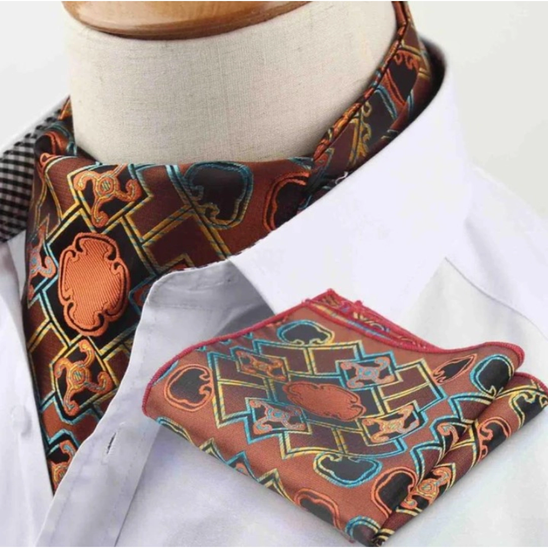 2Pcs/Set Luxury Paisley Silk Ascot Ties & Handkerchief Wedding Party ...