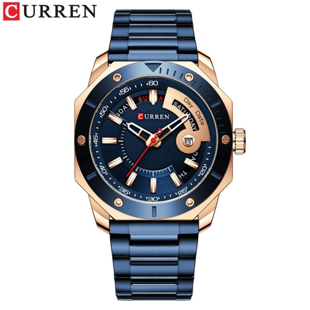 CURREN 8344 Men's Watch Fashion Chic Stainless Steel Quartz Male Watches with Date and Week ...