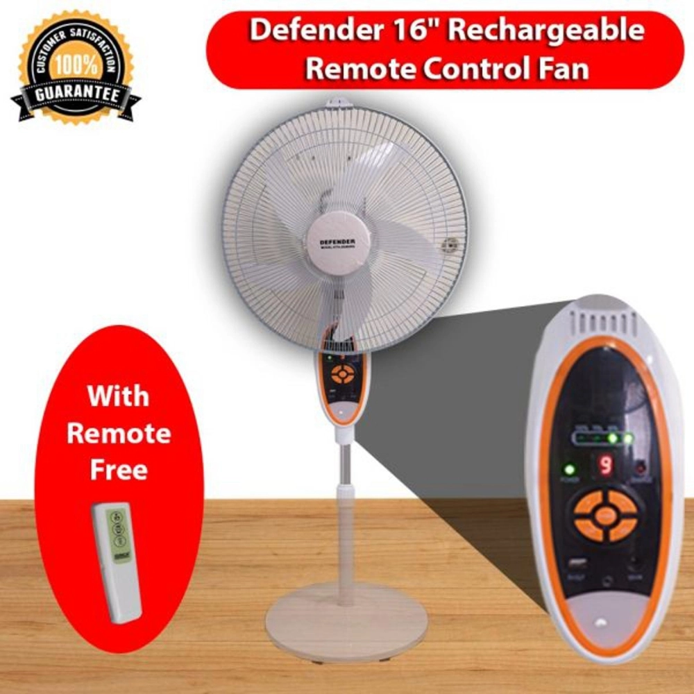 Defender | Kennedi 16" AC/DC Rechargeable Full Stand Fan with Remote ...