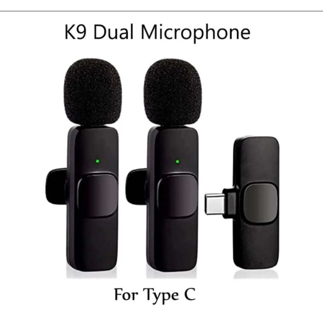 New K9 Wireless Dual Microphone Professional Lapel Lavalier Microphone ...